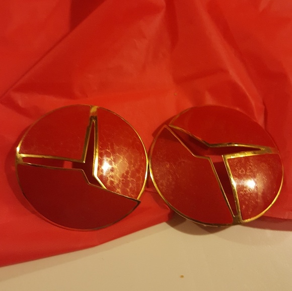Edgar Berebi | Jewelry | Vintage Gold Toned Red Berebi Pierced 98s ...